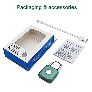 BOREAD Fingerprint Padlock, Smart Keyless Lock for Locker, Backpack, Suitcase, Travel Luggage,Cabinet, Drawer, Indoor, School Locker Lock,Portable USB Rechargeable (Green)