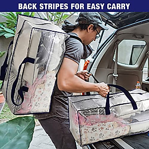 CHUMIA 16 Pieces Heavy Duty Extra Large Clear Storage Bags Backpack Straps Strong Handles Bags Reusable Clear Bags Space Saving Packing Bags for Moving, College Dorm, Traveling, Christmas Decorations