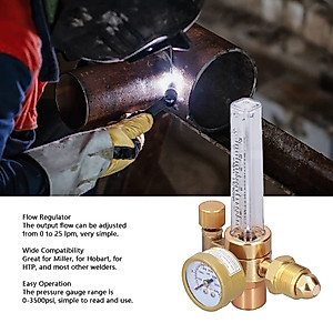 Tyenaza CO2 Argon Flowmeter and Regulator, Welder Gas Regulator Gauge Argon Flow Meter Valve MIG Flowmeter Brass Welding Accessory