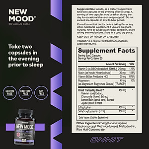 ONNIT New Mood - Occasional Stress Relief, Sleep and Mood Support Supplement, 60 Count