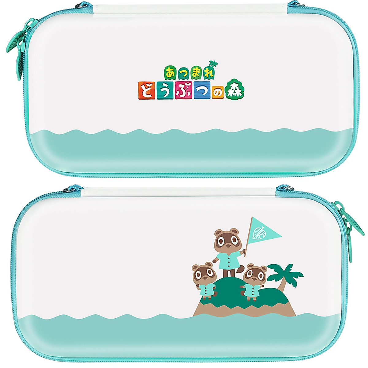 FANPL Carrying Case for Nintendo Switch & OLED Model - Animal Crossing Theme, Built-in Folding Stand and 5 Game Card Slot