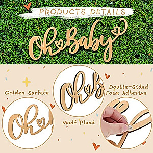 Baby Sign Baby Wooden Sign Wood Baby Shower Banner Gender Reveal Backdrop Boy Girl 1st Birthday Wall Banner Baby Letter Party Decorations for Table Nursery Wall Decor Photo Props, 13.8 x 7.9 Inch