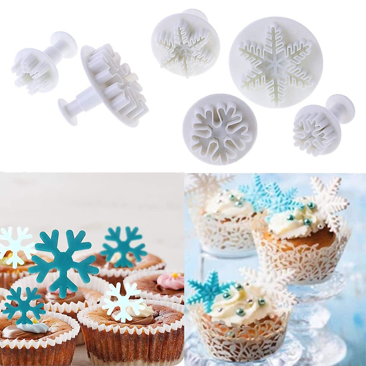 INSPEE 22 Pieces Christmas Fondant Cake Cookie Plunger Cutter Sugarcraft Snowflake Snowman Christmas Tree Leaf Shape Decorating Mold DIY Tools