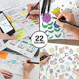 MyLifeUNIT Fineliner Pens, Fine Point Colored Pens for Drawing Journaling and Note-Taking, Planner Pen 22 Assorted Colors