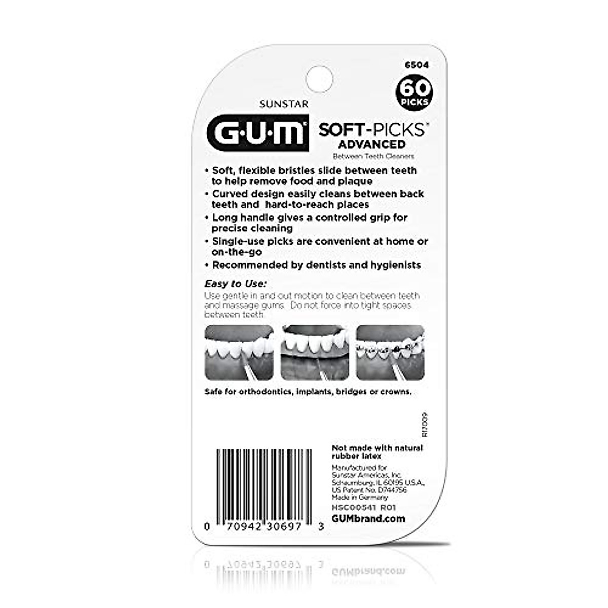 GUM - 6504R6 Soft-Picks Advanced Dental Picks, 60 Count (Pack of 6)