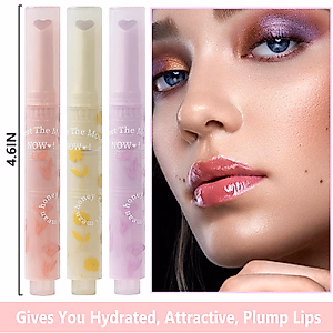 Yishifa 3 Colors Jelly Lipstick,Tinted Jelly Lip Gloss Heart Shape Lip Stain,Mirror Hydrating Jelly Lip Balm,Moisturizing Heart Lipstick,Non-Sticky,Vivid Color Glossy Lip Gloss Lip Makeup