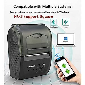 Bluetooth Receipt Printer, 58mm Mini Portable Personal Bill Printer Wireless,Mobile Thermal POS Printer for Small Business, Supports Android/Windows, Not for Square iOS Tablets