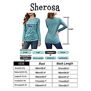 Sherosa Women's T-Shirts Long Sleeve Crew Neck Lightweght Loose Fall Tops Grey,L
