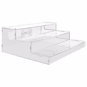 evron Pantry Organization and Storage Clear Acrylic Spice Rack Organizer for Cabinet & Countertop (ASSEMBLY REQUIRED) 3 Tier Organizer Versatile Tierd Shelf Organizer 10.5 in