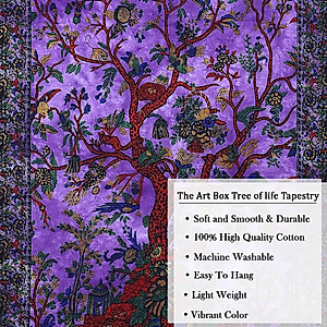 THE ART BOX Purple Tree of Life Tapestry, 30x40 Inch, Wall Art, Bedroom Decor