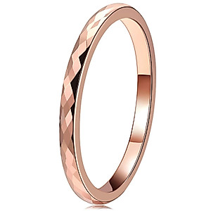 THREE KEYS JEWELRY Womens Tungsten Carbide Unisex Wedding Bands Rings Inlay Rose Gold for Women 2mm Comfort Fit Vintage Size 7