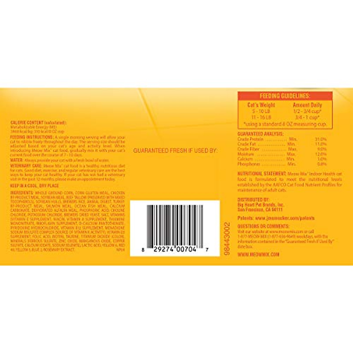 Meow Mix Indoor Health Dry Cat Food, 6.3 Pound Bag