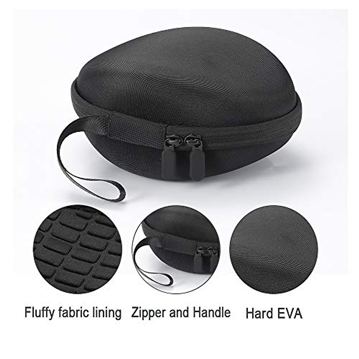Hard Travel Carrying Case Compatible with Skullcandy Crusher Over-Ear Headphones. (Case Only, Not Include The Device)-Black(Black Lining)