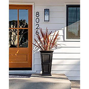 Veradek Fairmont Tall Plastic Planter - Large Outdoor Planter for Front Porch | Crack Resistant All-Weather Use | Classic Estate Design for Tall Plants, Flowers, Trees