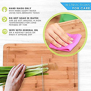 Extra Large Bamboo Kitchen Cutting Board by Fresh Nest Co. | XL 16 x 12 Wood Cutting Board with Handle | Thick Wooden Cutting Board with Juice Groove made with Organic Sustainable and Durable Bamboo