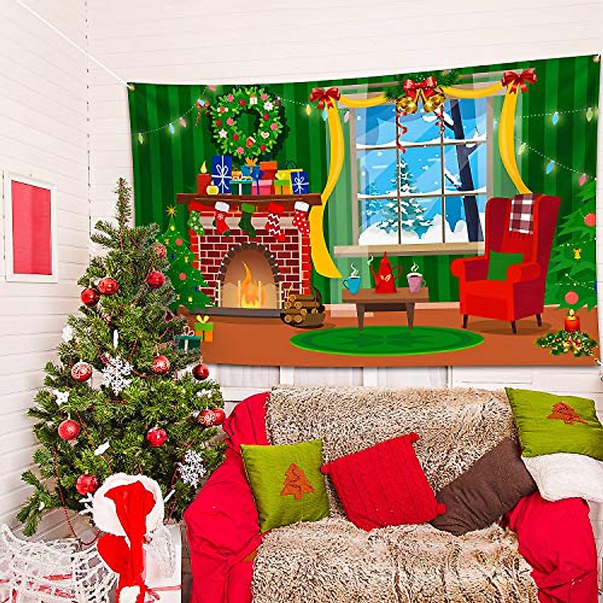 Merry Christmas Backdrop Scene Setters Banner Welcome Winter Snow Decorative Xmas Background for Wall Decoration Christmas Party Decor Holiday
