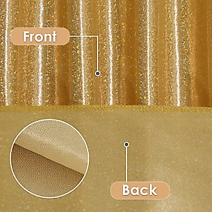 Fitable 2 Pack Gold Sequin Tablecloth for Parties 60x102 Inch - Sparkle Glitter Table Cloth Laser Rectangle Table Cover Overlay for Wedding Baby Shower Ceremony Birthday Cake Table Holiday Banquet