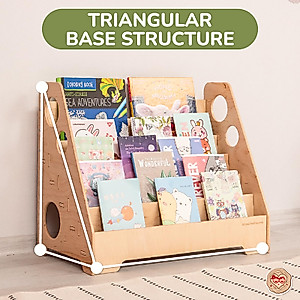 WoodandHearts Kids' Bookcases, Cabinets & Shelves, Nursery bookshelf, Childrens bookshelf, Bookshelf for kids, Montessori Shelf, Preschool Bookshelf, Montessori furniture for 1 year old (Kristi)