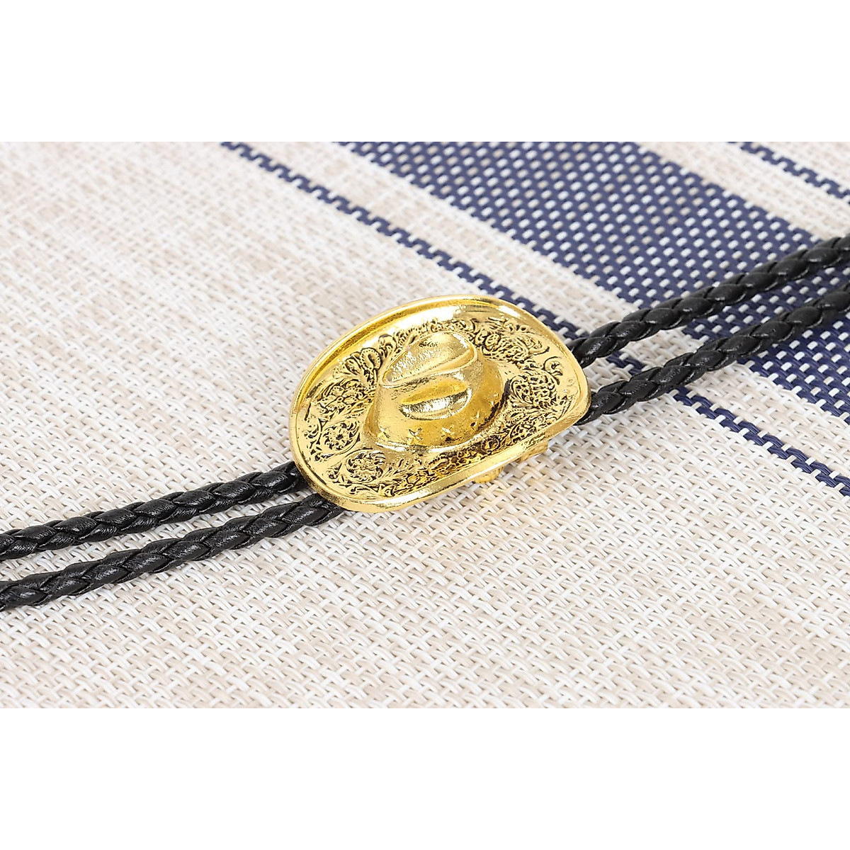 Bolo Ties for Men Western - 3D Cowboy Hat Bolo Tie Design with Vintage Cowboy Boots Bolo Tie Western Bolotie Cowboy Bola Tie (Gold Cowboy Hat Tie)