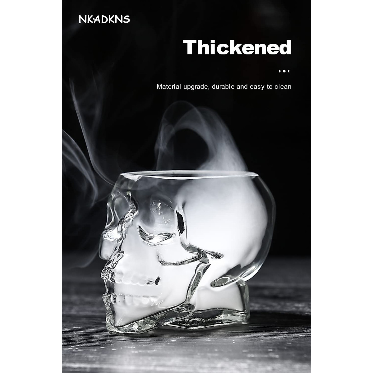 NKADKNS Funny skull glass Wine Glass ，Drinking Glass，Gift, Engraved Design,Large Glasses,vodka spirits cup glass ，new Crystal Skull cup ，Halloween Decorations Gifts(350ml/12 Ounces)