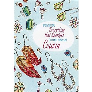 Designer Greetings Everything That Sparkles Earings Feminine Birthday Card for Female Cousin