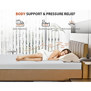 6 inch King Size Mattress with Cover, Cooling Gel Memory Foam King Mattress for a Cool Sleep & Pressure Relief, Medium Firm Mattress Pad King Mattresses, Bed in a Box, CertiPUR-US Certified