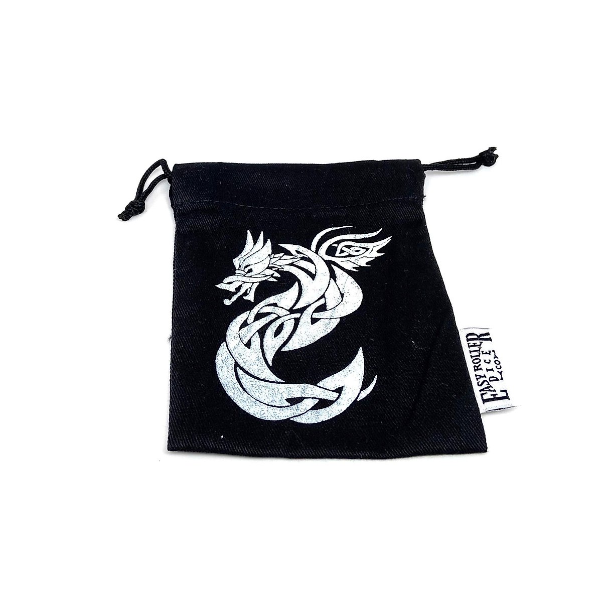 Small Twill Dice Bag - Holds Up To 40 Polyhedral Dice and Closes Tightly with Drawstring (Celtic Knot Dragon)