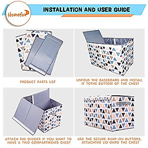 HOMEFOX X-Large Toy Chest - Toy Box - Toy Storage Organizer Bin Basket - 25''x17''x15'' w Flip Top Lid Kid Large ToyBox for Boy Girl Collapsible Portable Stackable Lightweight Foldable Sturdy Storage