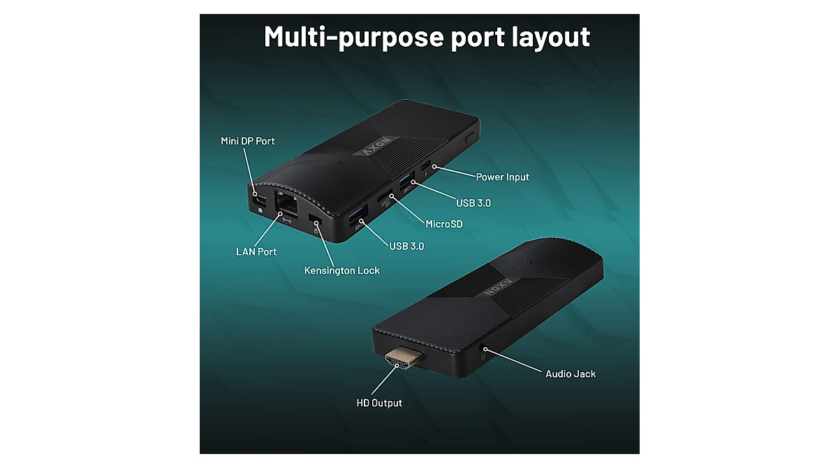 Axon LAN Fanless Mini PC Stick: Win 10 Pro, 4K, Portable