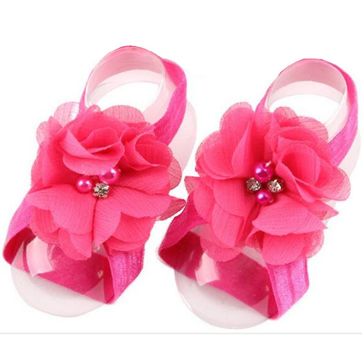 Toptim Baby Girl's Barefoot Sandals Flower for Newborn Toddlers (0-3T) (10 Colors)