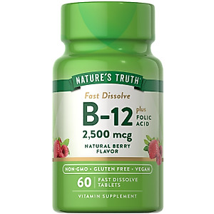 Nature's Truth B12 Vitamin | 60 Sublingual Tablets | 2500 mcg | Vegetarian, Non-GMO & Gluten Free