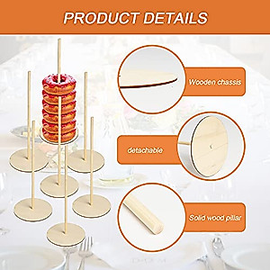 Zsxdc 6 Pieces Wooden Donut Bagels Display Stand Holder Detachable Donut Display Stand Wood Donut Stand Bar for Party Wedding Birthday Treat Display Corner Decor
