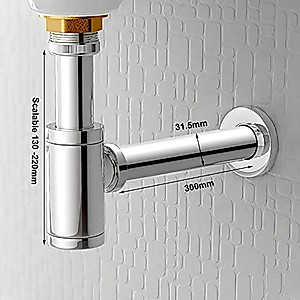 LMMDDP Brass Up Drain With Overflow Bathroom Sink Drain Stopper Polished Chrome Bathroom Drain Bathroom Accessories (Size : Chrome)