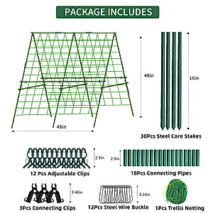 TOCCYARD 48”x 48”Foldable Cucumber Trellis Set, A-Frame Garden Trellis for Climbing Plant Outdoor, Detachable Cucumber Trellis for Raised Bed, Plant Grow Support for Tomato, Squash, Vegetable
