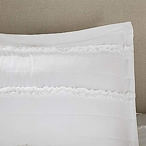 Madison Park Celeste Comforter Set-Textured Luxury Design All Season Down Alternative Bedding, Matching Sham, Decorative Pillows, King(104"x92"), White 5 Piece