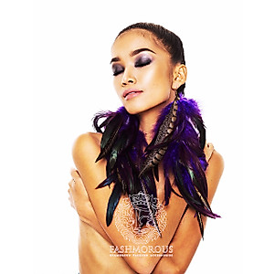 Natural Purple Feather Earrings for Women Long Feather Earrings for Women