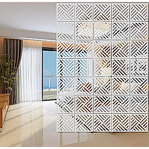 BMIDRUT White Hanging Room Divider,12 Pieces Wood-Plastic DIY Panel Screens Partition Wall Dividers Room Decoration with All Accessories 11.4x11.4 Inch