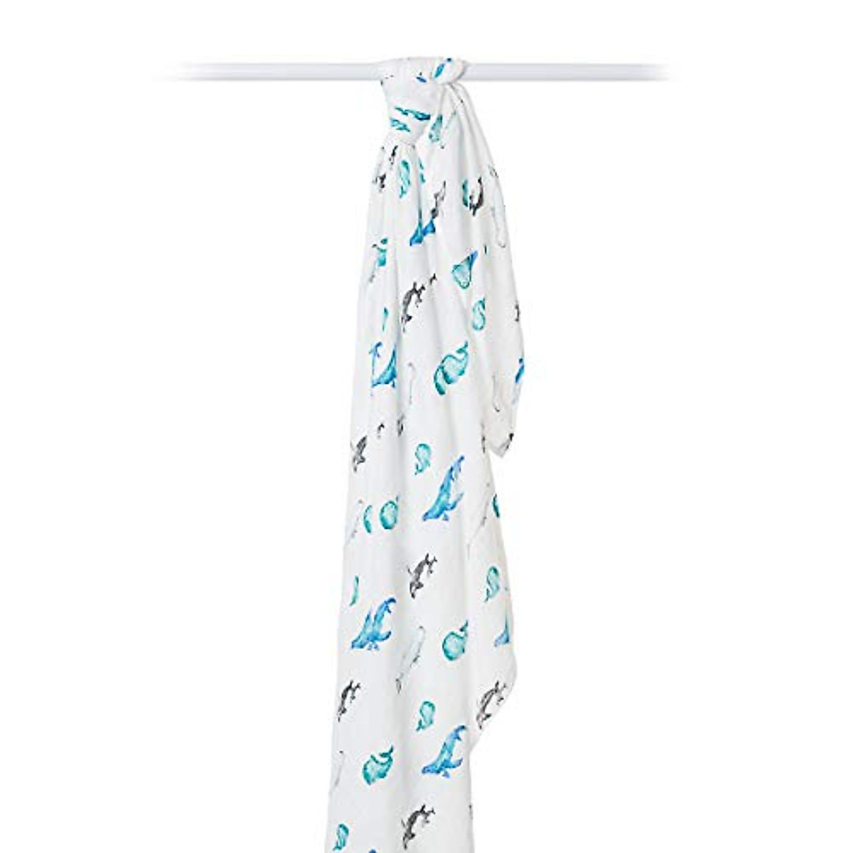 lulujo Baby Swaddle Blanket| Unisex Softest Bamboo Viscose Swaddle Blanket| Neutral Receiving Blanket for Girls & Boys 47in x 47in Whales