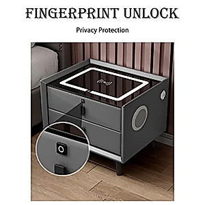 Night Stand with Wireless Charging Station USB Ports Smart Modern End Table Side Table with Fingerprint Lock Drawer (Color : A 3-Drawers, Size : C no Fingerprints)