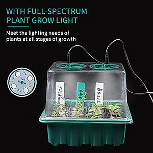 LAWNFUL Illuminated Seed Starter Tray Kit: 60 Peat Pellets + 4 Pack Germination Trays with Grow Light & Humidity Dome + 80 Plant Labels + Scissor + Gardening Tools Seedling Boxes Set