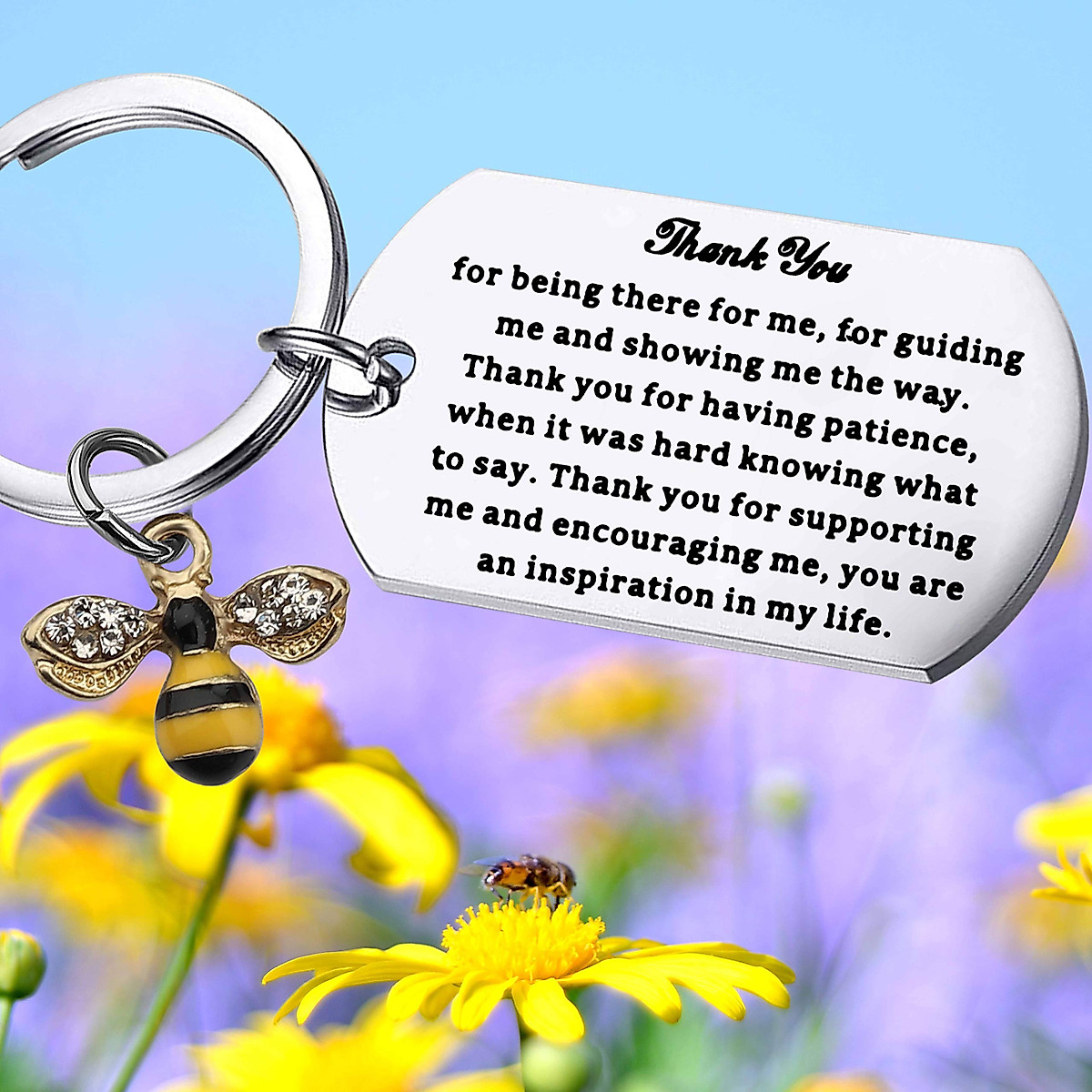FUSTMW Appreciation Gift Bumble Bee Charm Keychain Thank You Gifts for Teacher Coach Mentor Thank You for Being There You Are an Inspiration in My Life (Thank You Gifts Bee Charm)