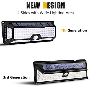 Utech 4 Sides 136 High Bright Solar LED Lights, Solar Powered Motion Sensor Light Control Sensor Lamp Waterproof & Wire Free Wall Lights for Outside Doors,Garden,Pathway,Garage,Step and Backyard Light