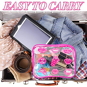 Cunno 6 Pcs Makeup Bags Gifts for Women Preppy Boho Smile Face Flamingo Clear Makeup Bags Cosmetic Transparent PVC Travel Toiletry Organizer(Preppy Style)