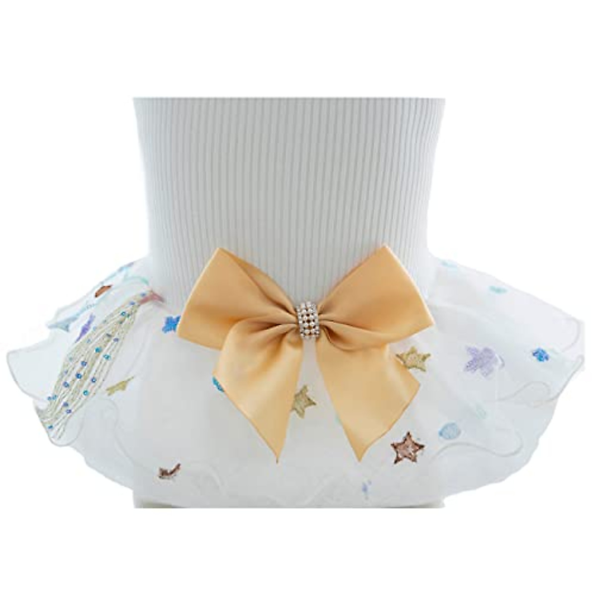 Dog Cute Dress Lace Tulle Tutu Outfit Skirt with Beautiful Stars Embroidery for Small Medium Girl Dogs Christmas Holiday Wedding Birthday Party (White Star, XL)