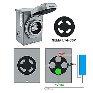 MICTUNING 30 Amp Generator Power Inlet Box Weatherproof, NEMA L14-30P Outdoor Inlet Box for 4 Prong Generator Cord, 125/250 Volt, 7500 Watts, ETL Listed