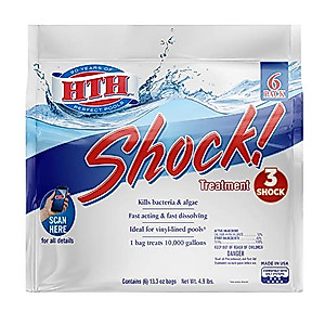 HTH 52015 Shock Treatment Swimming Pool Chlorine Cleaner, 13.3 oz (Pack of 6), Regular