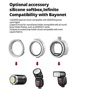 GODOX ML-CD15 Softbox Diffusion Dome Kit with 3 Adapters for godox V1 AD100PRO AD200PRO V860III V860II V850II TT685II TT685 TT600 TT560II TT520II TT660S AD200 ML30 ML30Bi ML60 ML60Bi AD300PRO AD400PRO