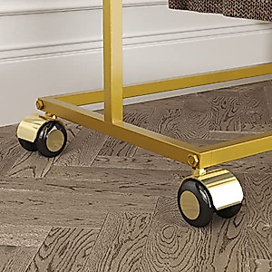 MaiRHK Metal Clothing Rack on Wheels, Gold Garment Rack Rolling Clothes Rack with Double Hanging Rod for Bedroom, Hall, Clothes Store and Boutique-(47.2''L)