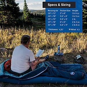 Big Agnes, Boundary Deluxe, Insulated Sleeping Pad, Regular, Gibraltar Sea, (20X72)