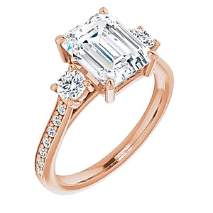 925 Silver,10K/14K/18K Solid Rose Gold Handmade Engagement Ring 2 CT Emerald Cut Moissanite Diamond Solitaire Wedding/Gorgeous Gifts for/Her Wife Ring